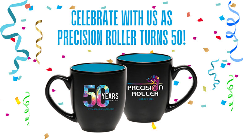 50th Anniversary Free Mug | Precision Roller