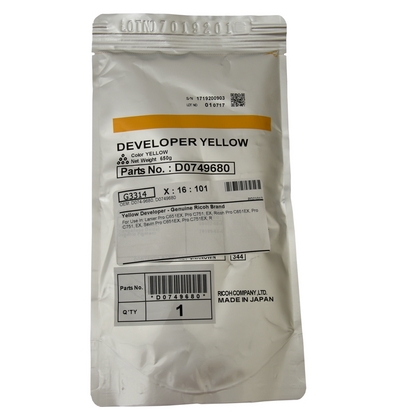 Ricoh D074-9680 (D0749680) Yellow Developer, Genuine (G3314)